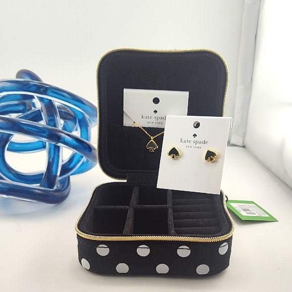 kate spade | Jewelry | Kate Spade Black And Gold Heart Earrings And ...
